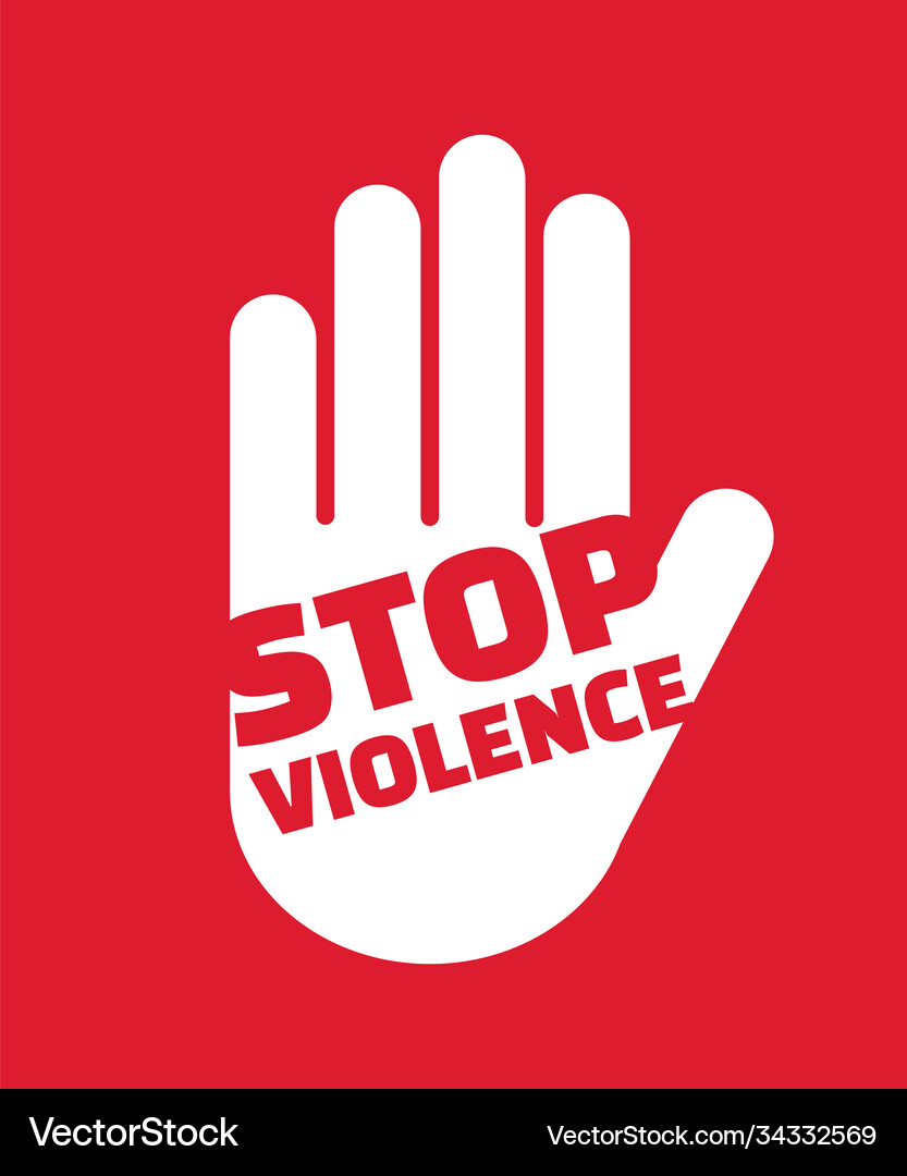 Stoppen Sie Gewalt Hand Gestenschild modern Vektorbild
