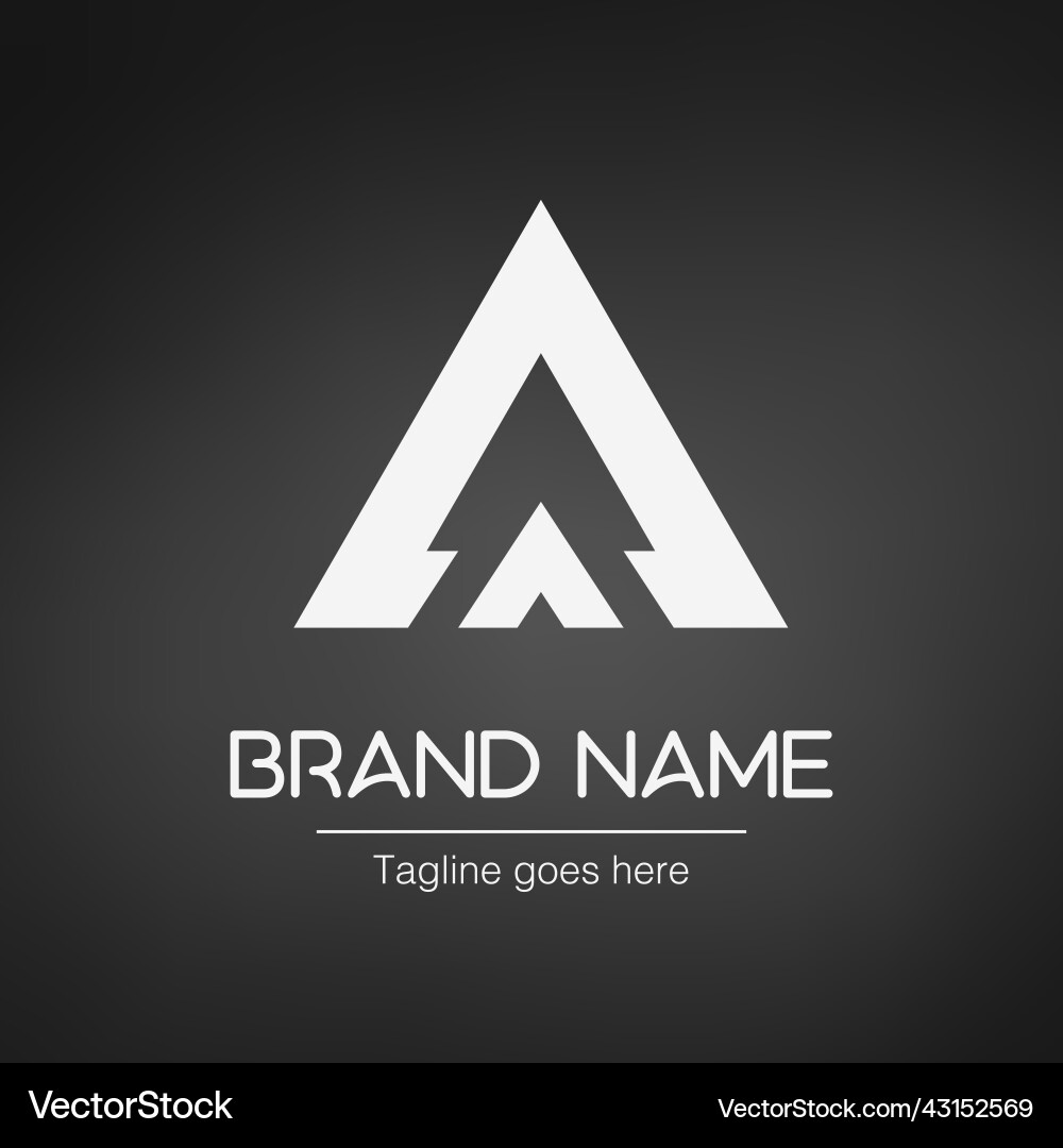 Triangle letter a logo template mountains Vector Image