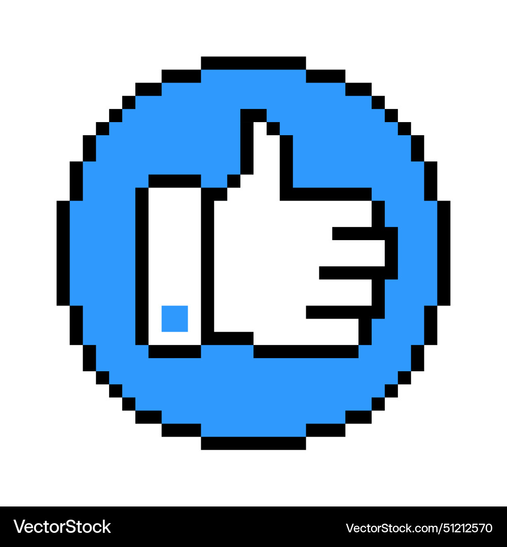 Blue thumb up emoticon symbol pixel art design Vector Image