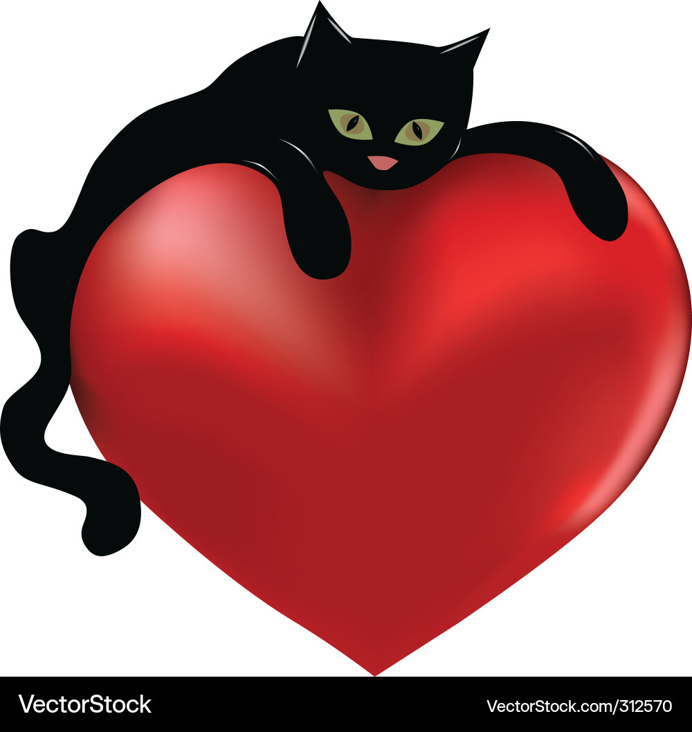 Cat and heart Royalty Free Vector Image - VectorStock