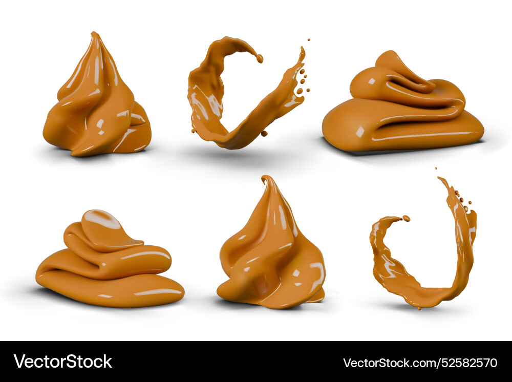 Decorative elements from soft caramel whipped Vector Image