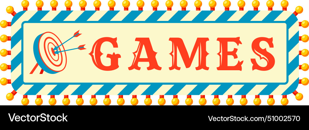 Games illuminated rectangle sign retro banner Vector Image