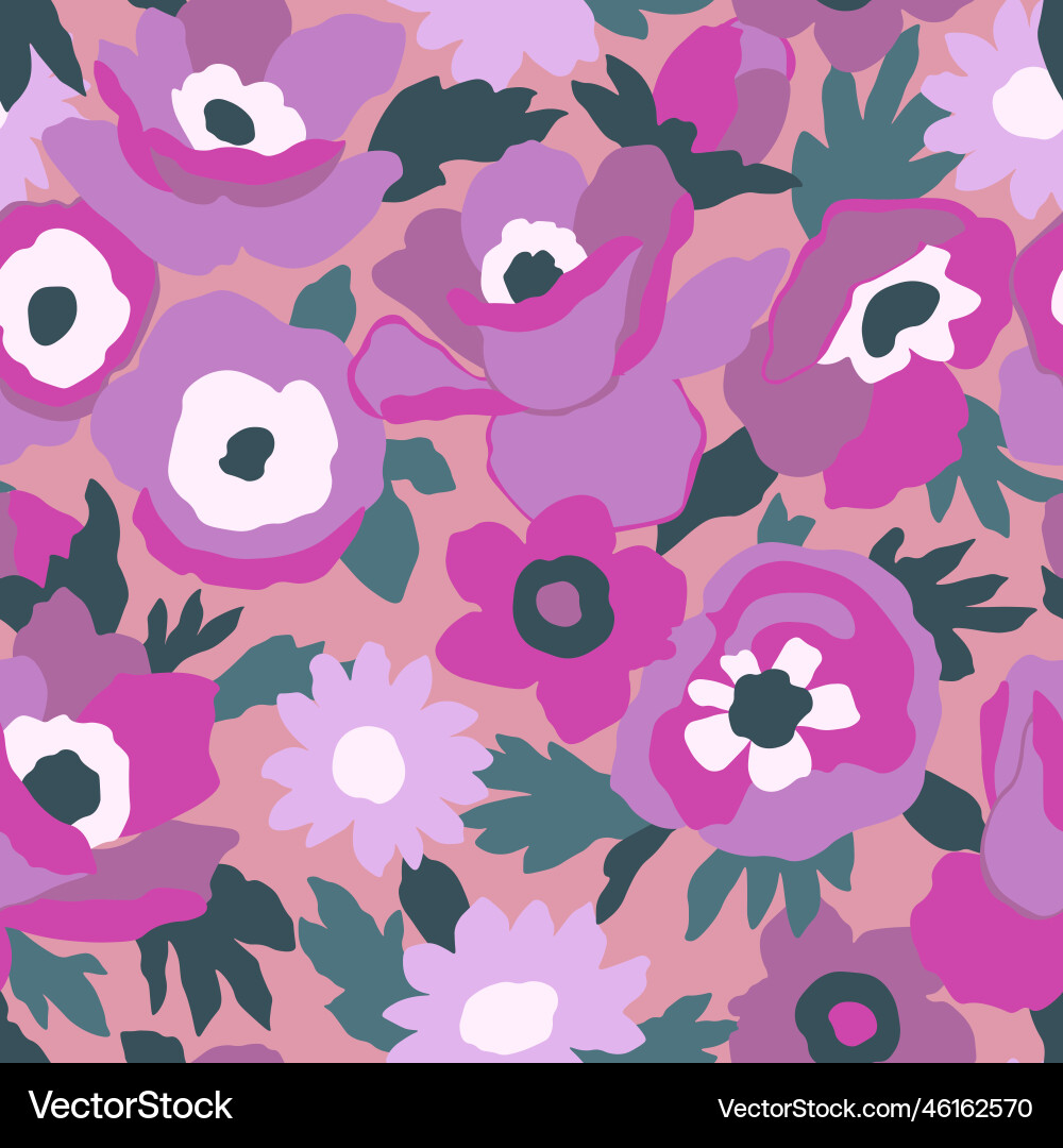 Hand-drawn floral pattern pink peony buds Vector Image