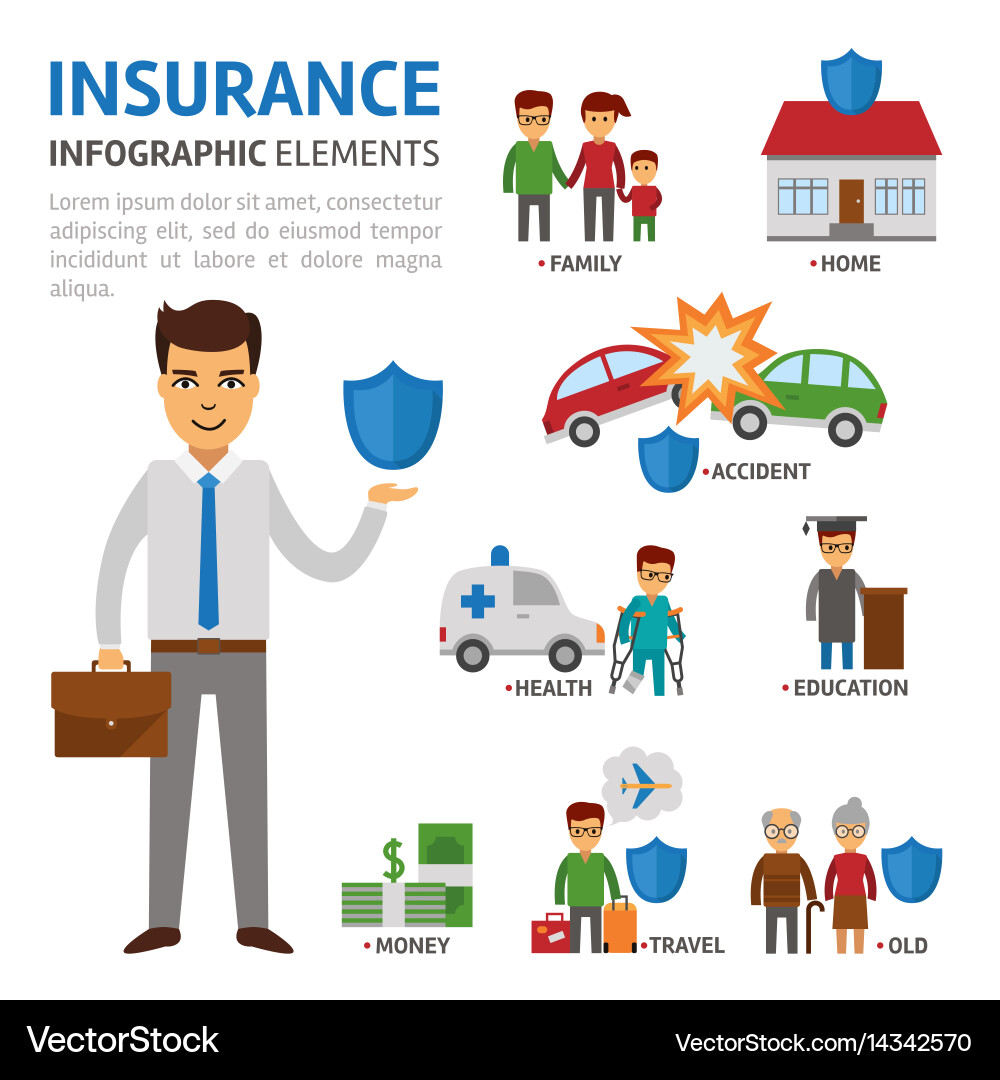 Insurance broker infographic elements flat Vector Image