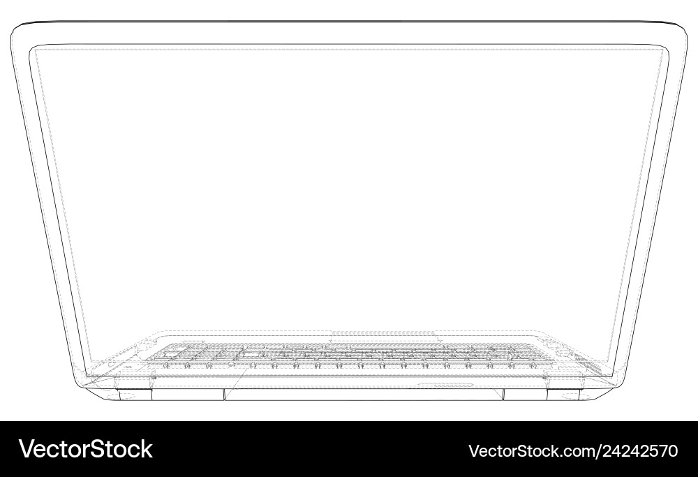 Laptop outline computer Royalty Free Vector Image