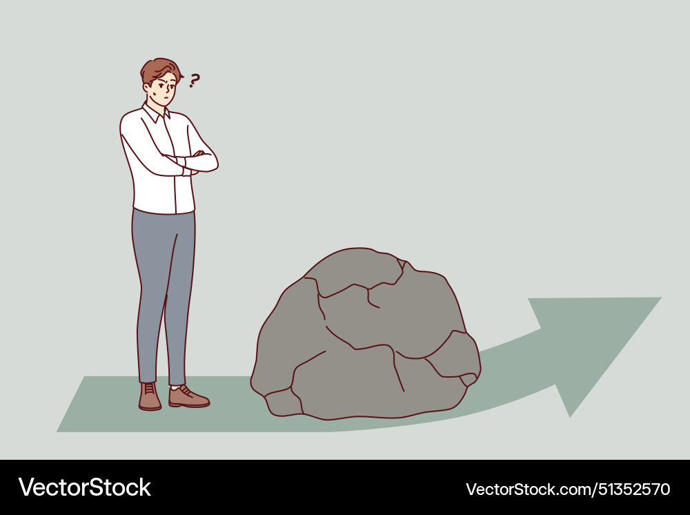 Obstacle to development for business man standing Vector Image