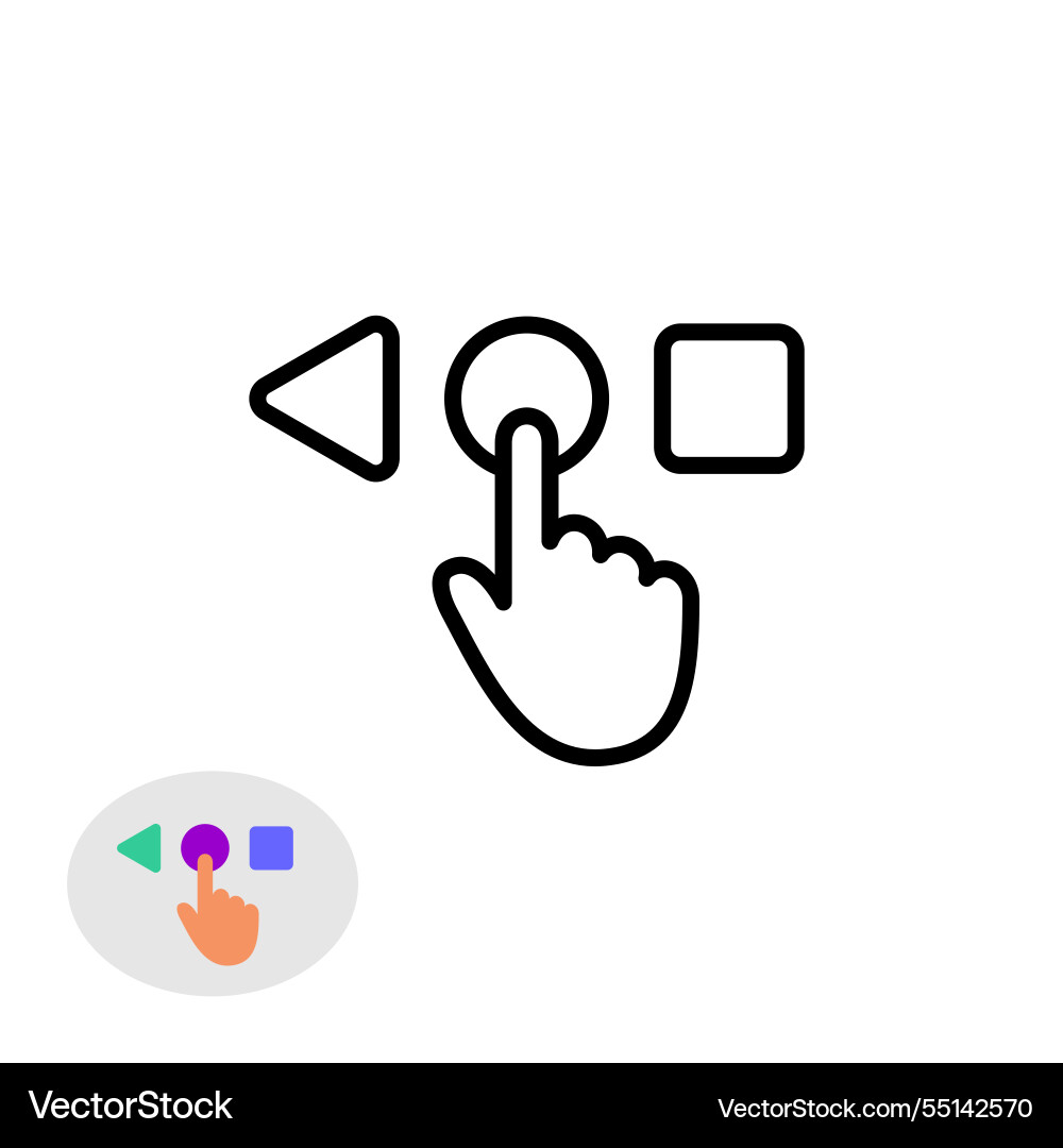 Variety icon hand choosing a symbol from row Vector Image