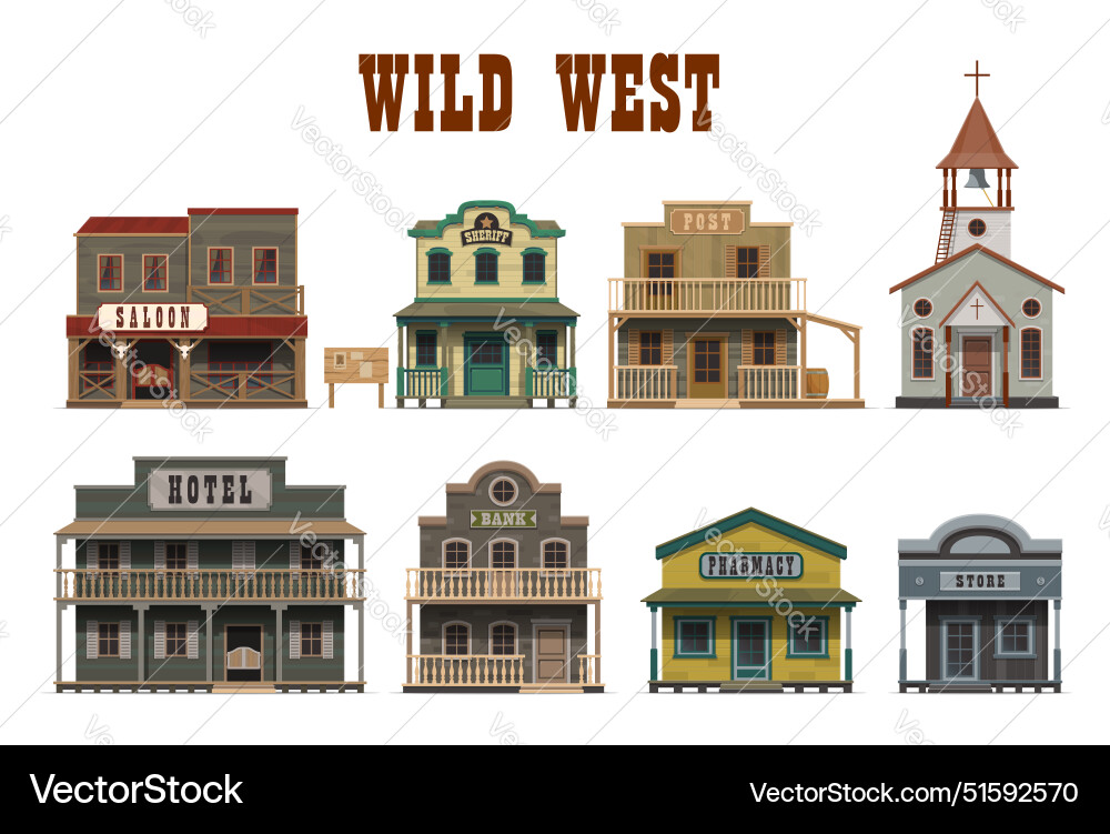 Wild West Town Buildings Royalty Free Vector Image