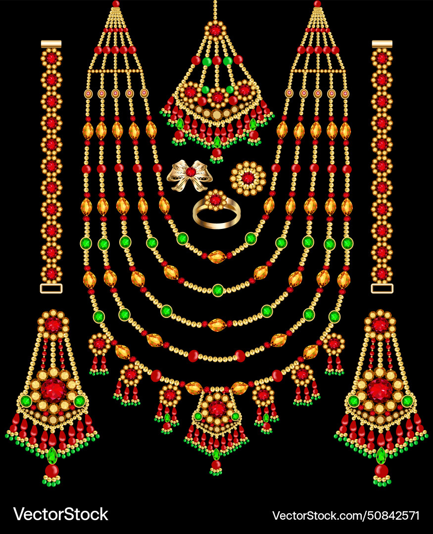 A jewelry set with chain pendant Royalty Free Vector Image