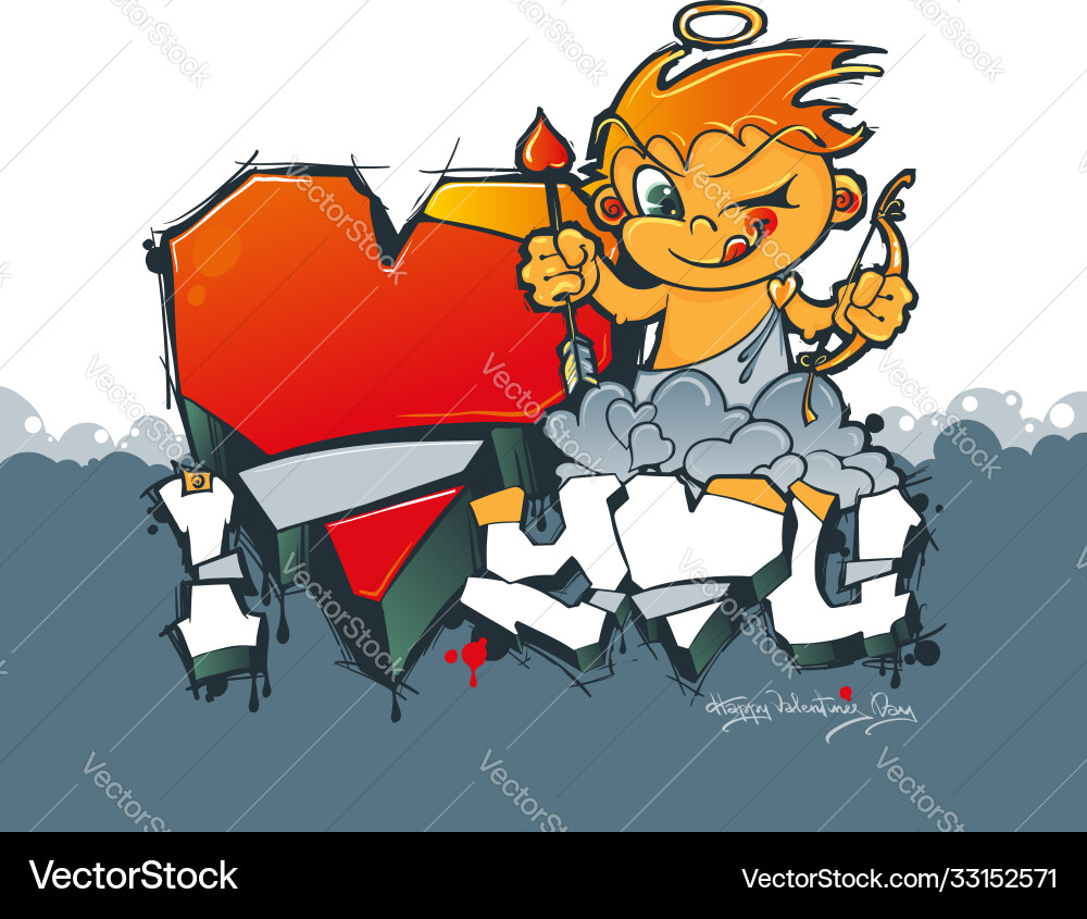 Cupid Graffiti Valentine Royalty Free Vector Image