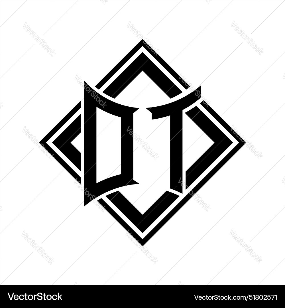 Dt letter logo with abstract shield shape Vector Image