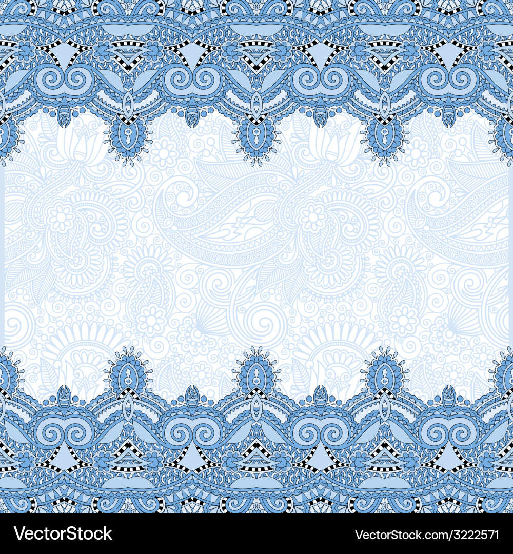 Ethnic blue colour stripe ornament on floral Vector Image
