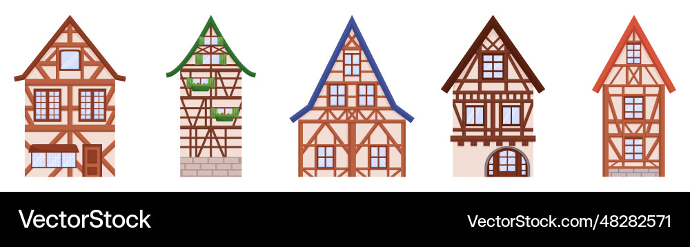 Half-timbered houses feature exposed wooden frames