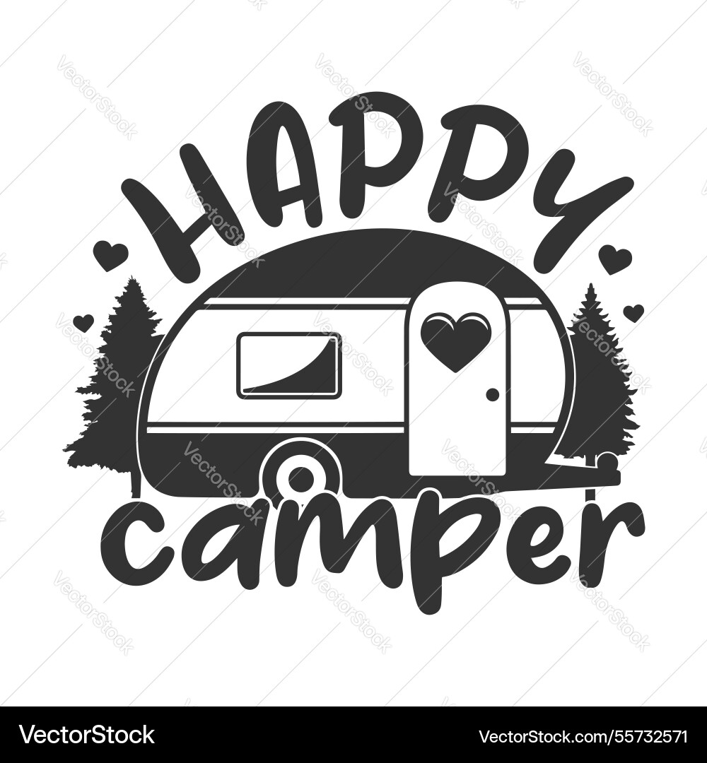 Happy camper clip art design Royalty Free Vector Image