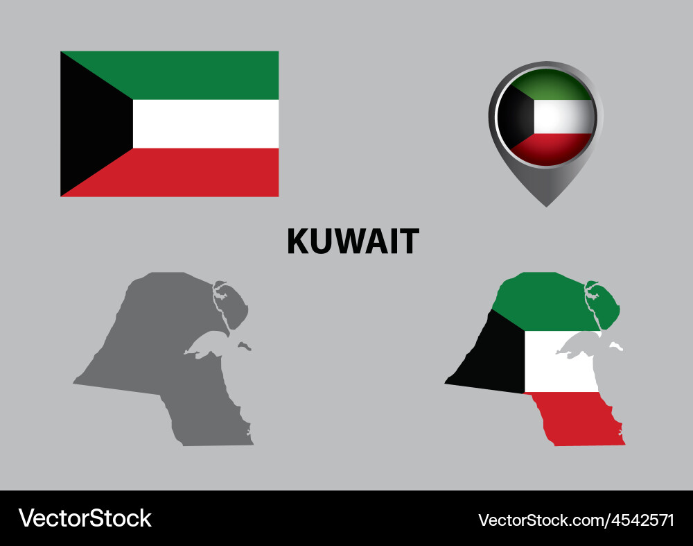 Map of kuwait and symbol Royalty Free Vector Image