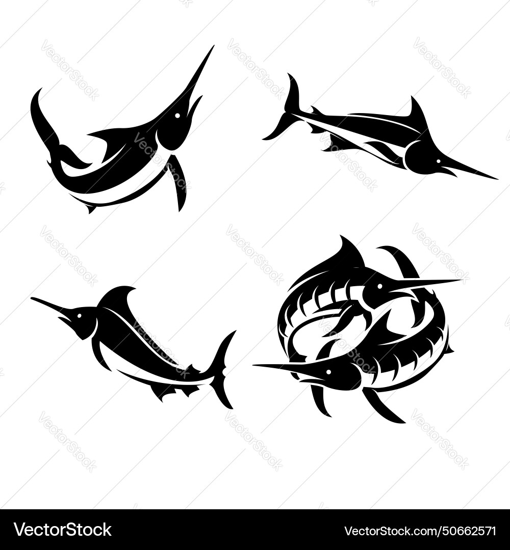 Marlin fish silhouette logo icon design Royalty Free Vector