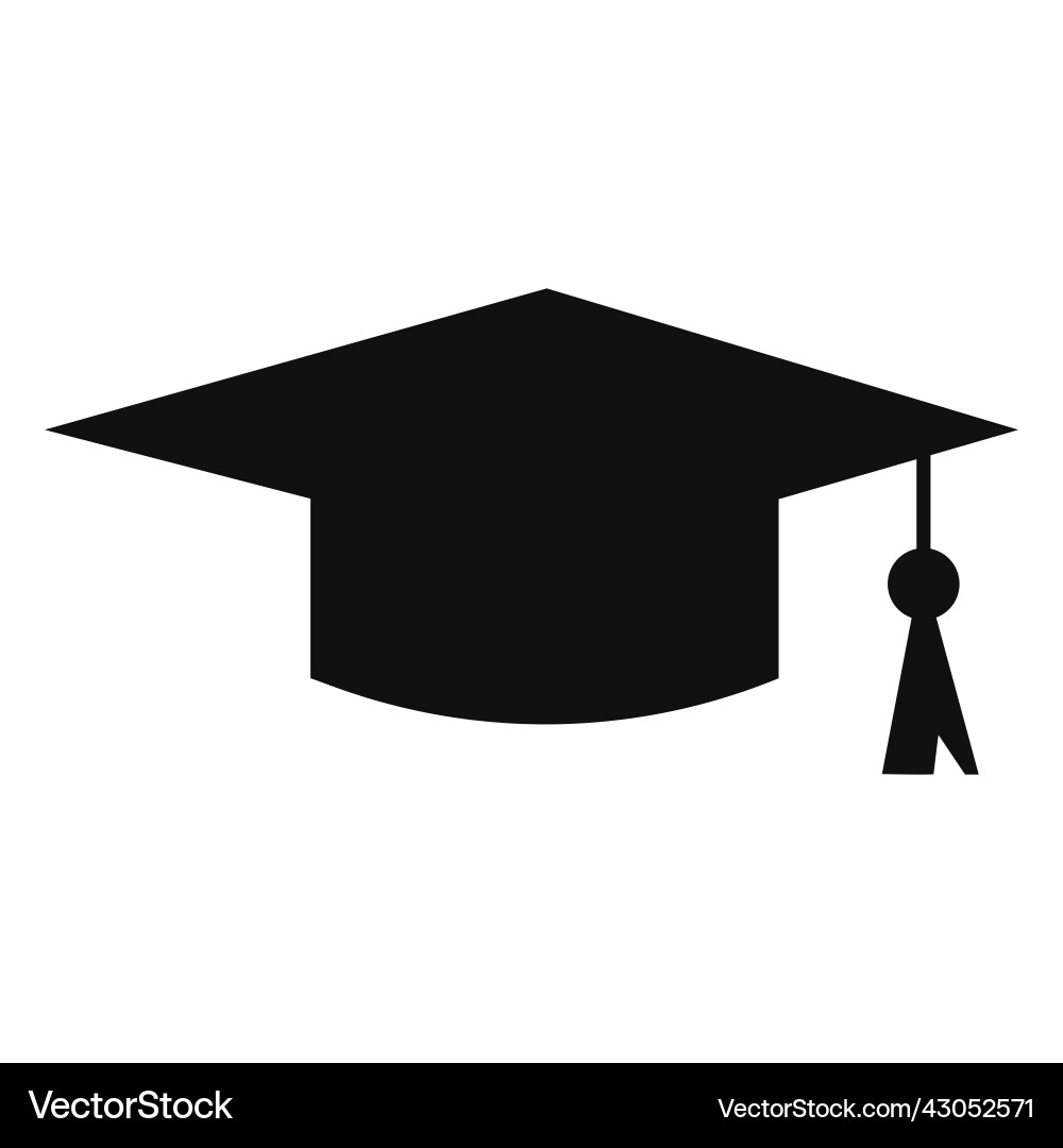 Mortarboard cap silhouette Royalty Free Vector Image