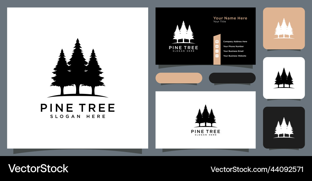 Pinienbaum Logo Design Template Lizenzfreies Vektorbild