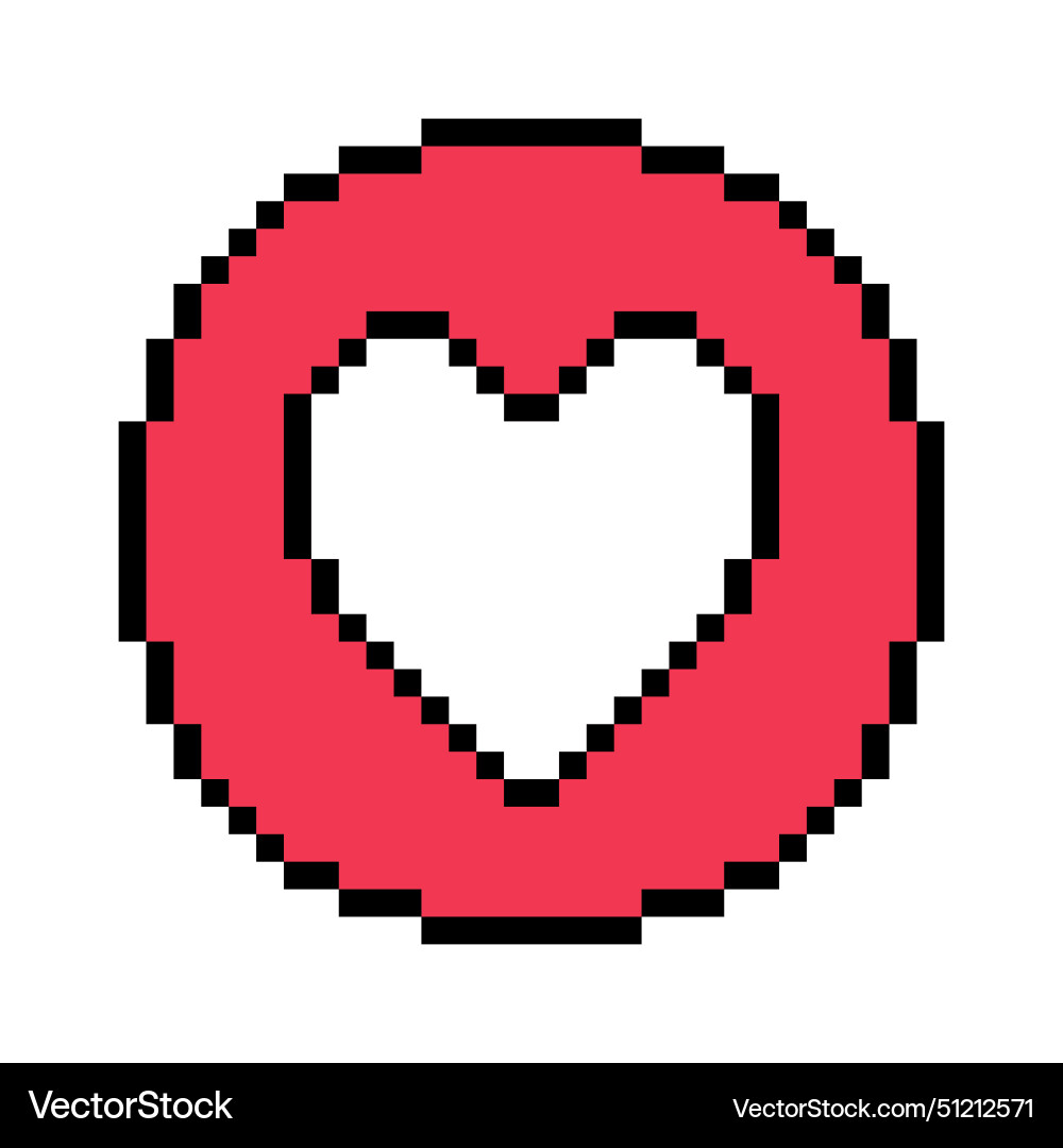 Red heart emoticon symbol pixel art design Vector Image
