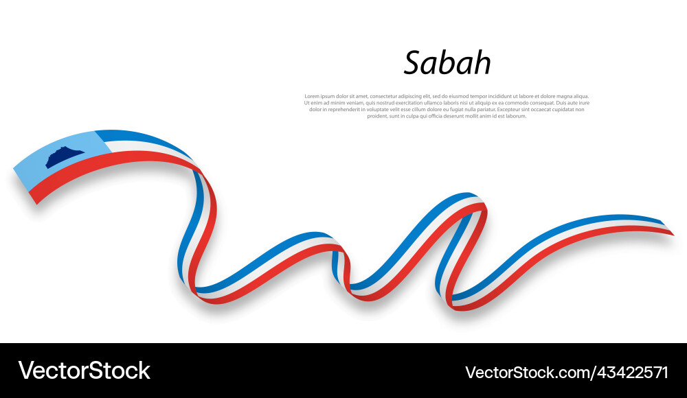 Sabah Flag Ribbon Wave Royalty Free Vector Image