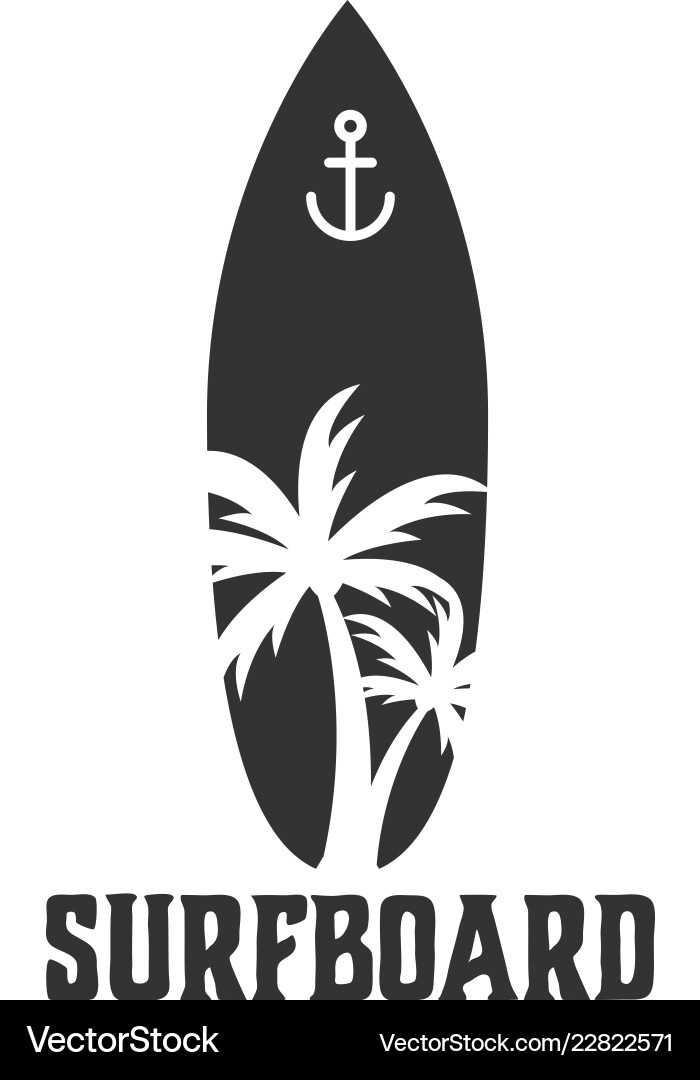 Surfboard graphic design template Royalty Free Vector Image