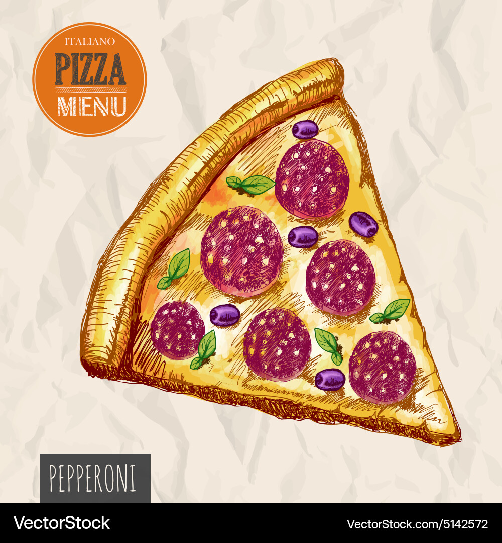 A slice of pepperoni pizza Royalty Free Vector Image