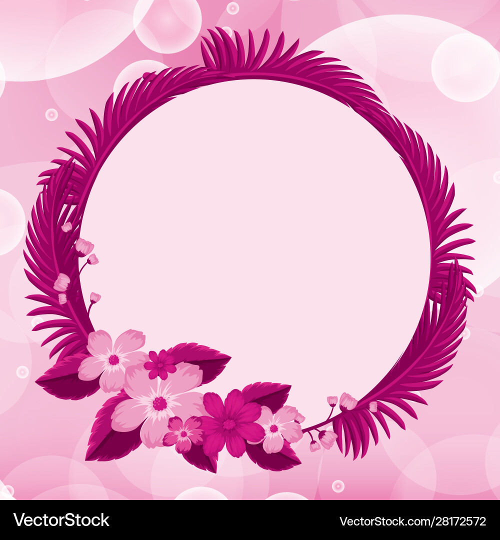 Background design with pink flower frame Vector Image