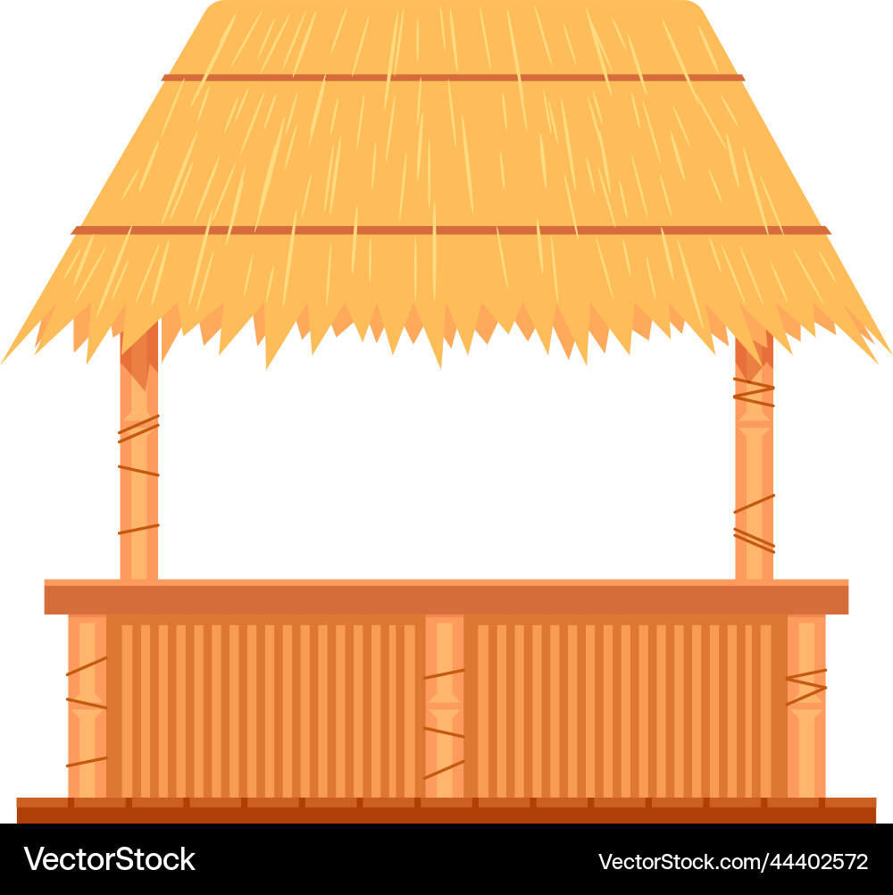 Bambus Strand Hütte Stroh Design Holz isoliert Vektorbild