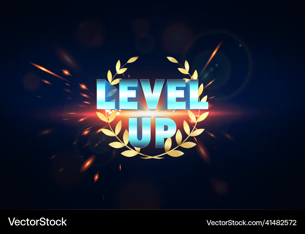 Gui sign level up with glow effect Royalty Free Vector Image