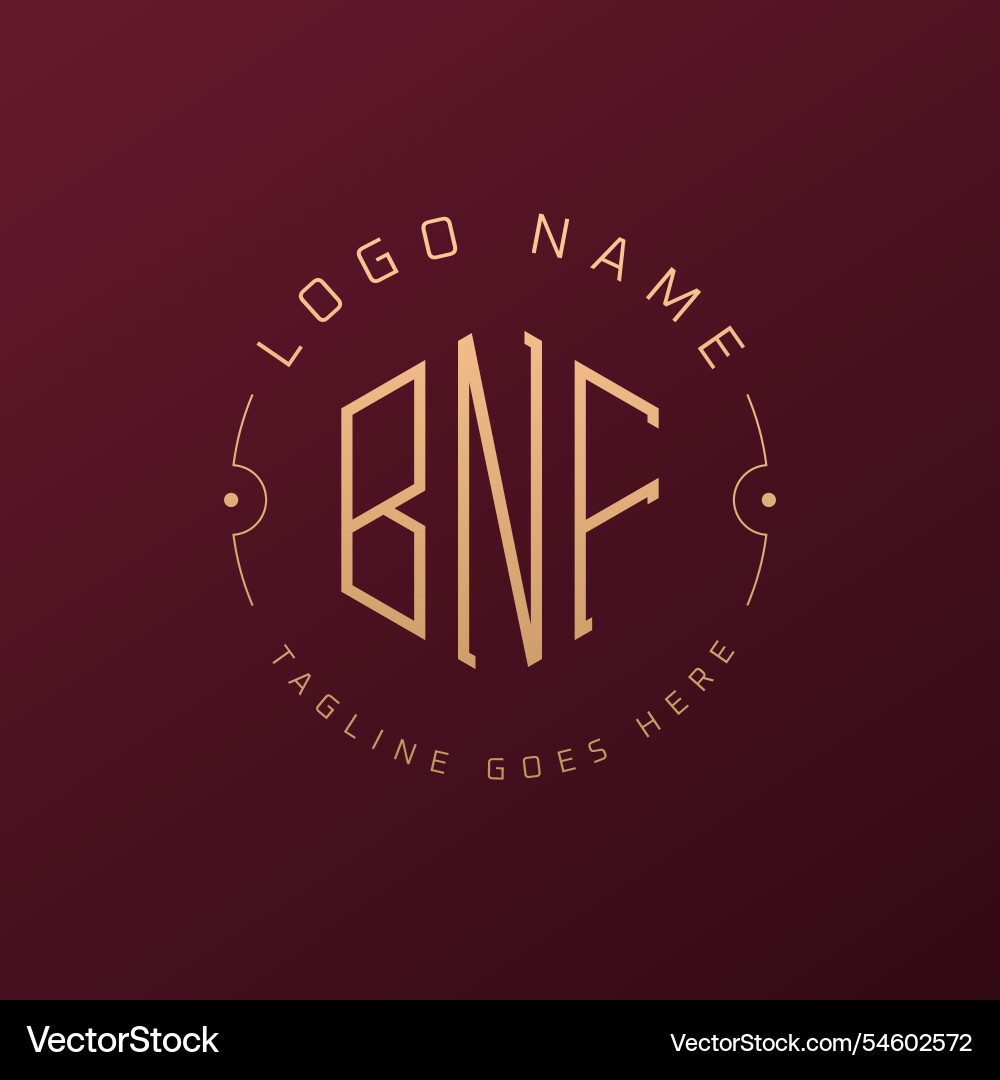 Luxury bnf logo design elegant letter Royalty Free Vector