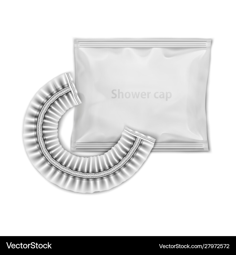Mock up white waterproof folded shower cap Vector Image