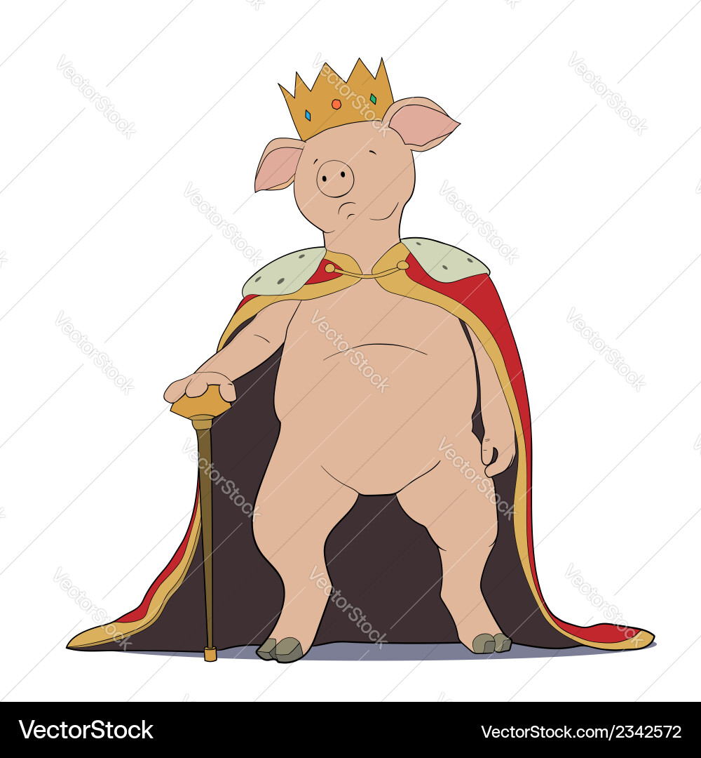 Pig king Royalty Free Vector Image - VectorStock