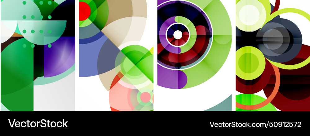 Set of circles geometric abstract posters Vector Image
