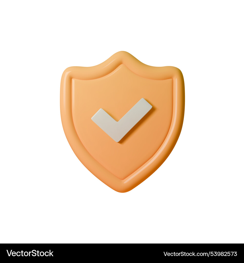 3d of shield white check mark Royalty Free Vector Image