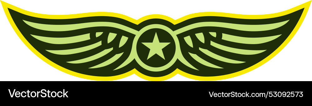 Air force emblem winged badge with star sign Vector Image