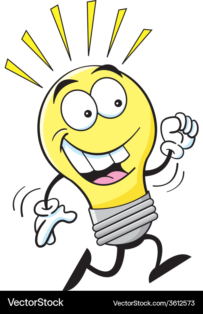 Cartoon running light bulb Royalty Free Vector Image