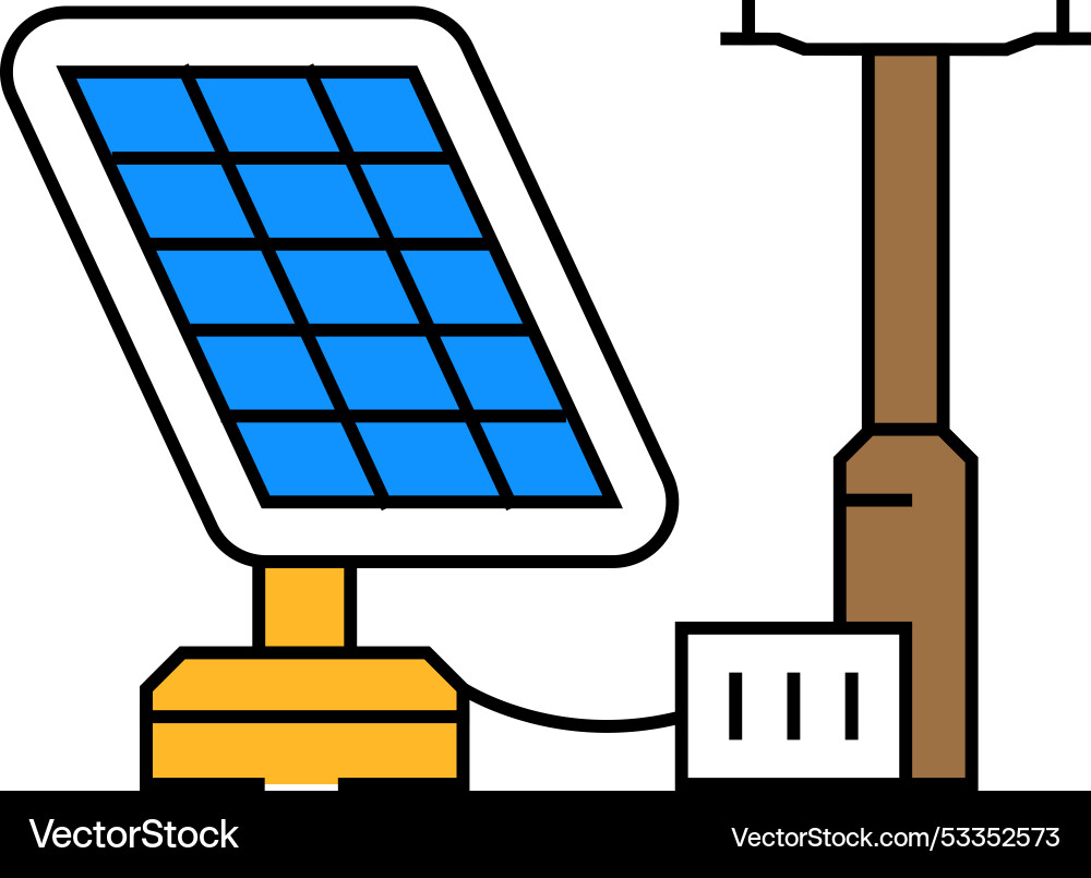 Grid integration solar panel icon color Royalty Free Vector