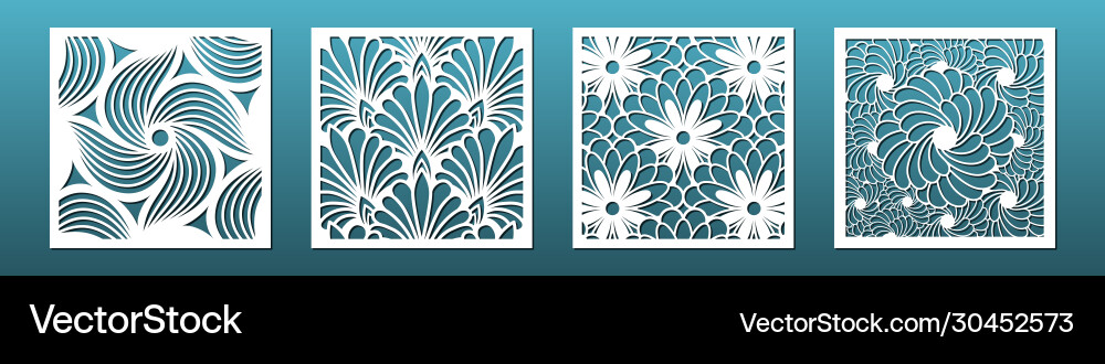 Laser cut template set abstract geometric pattern Vector Image