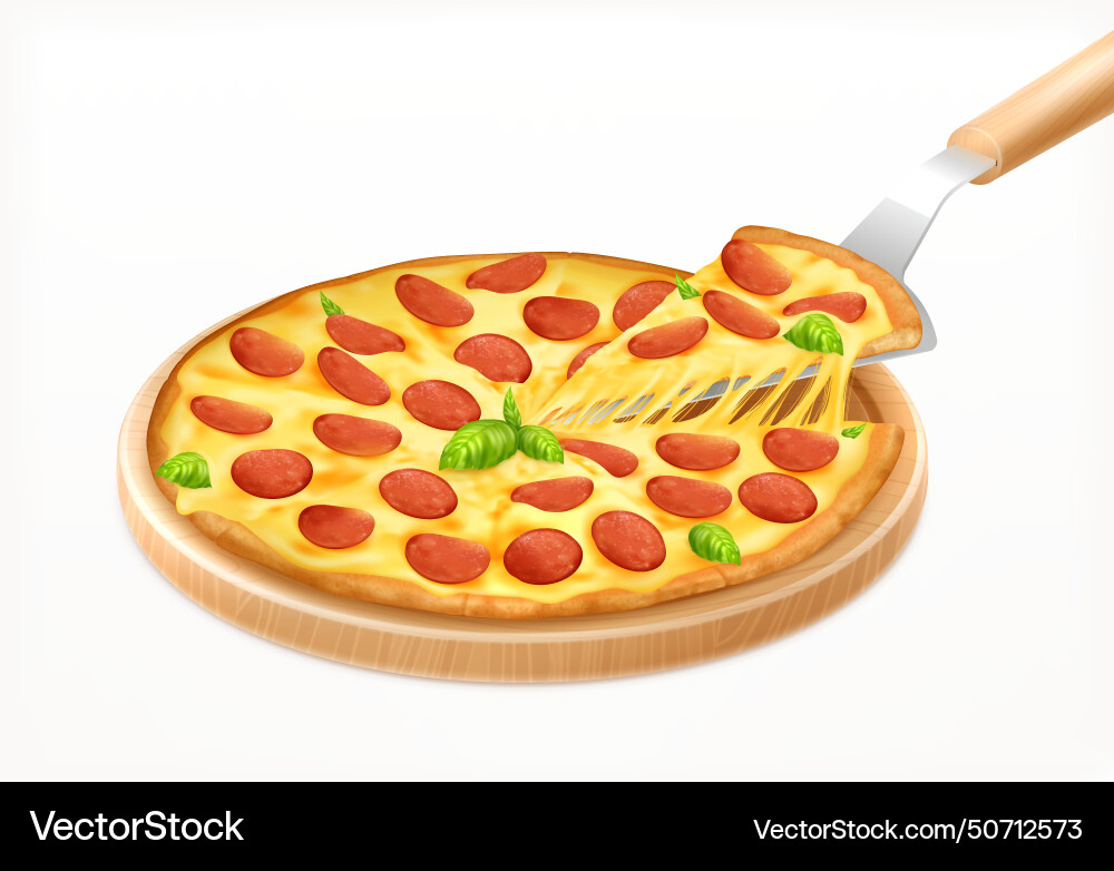 Pizza on board composition Royalty Free Vector Image
