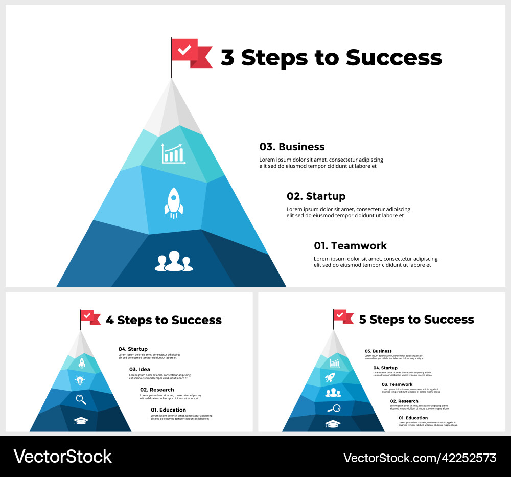 Route to success infographic mountain peak Vector Image