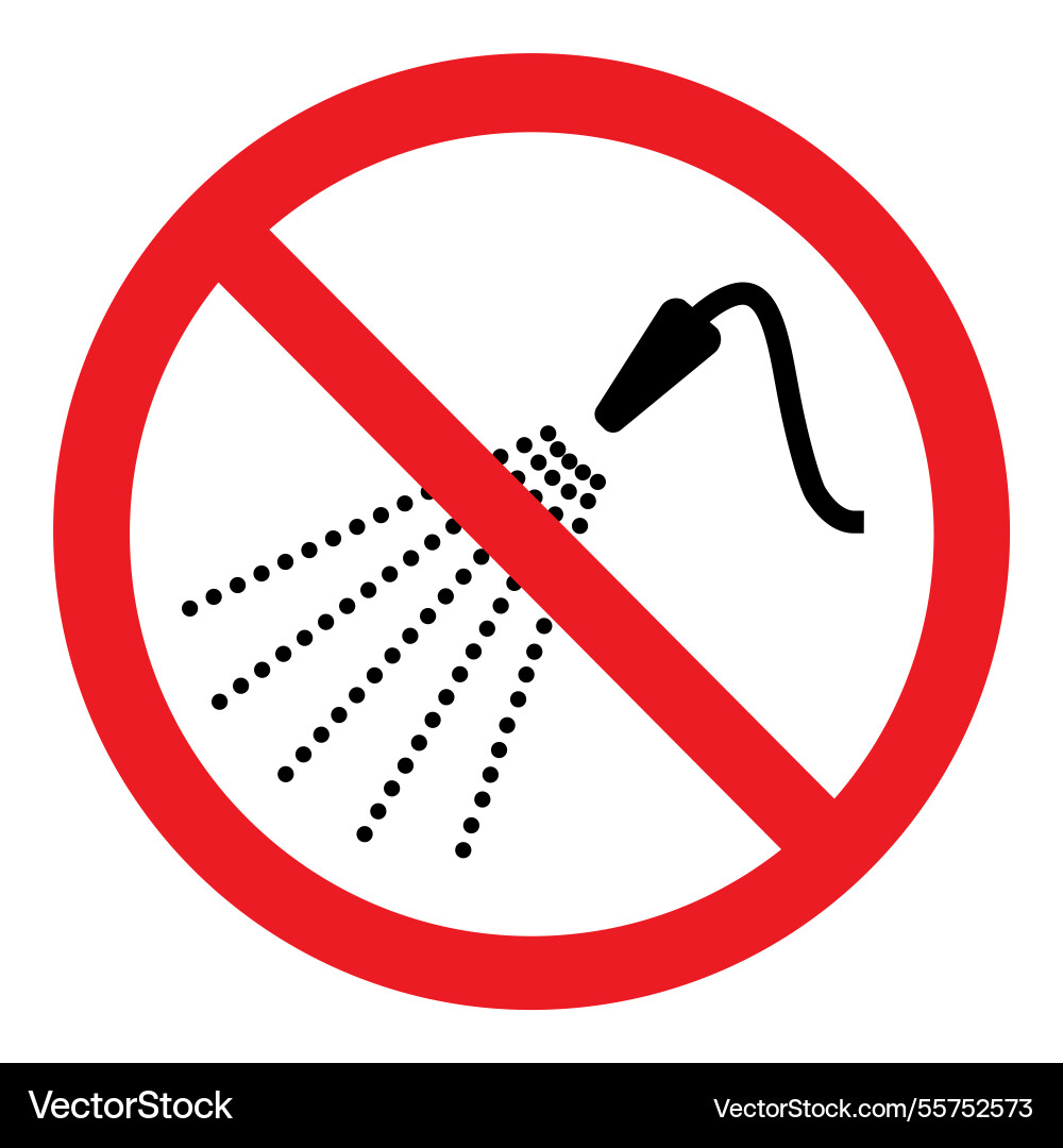 Safety warning sign - do not spray with water Vector Image