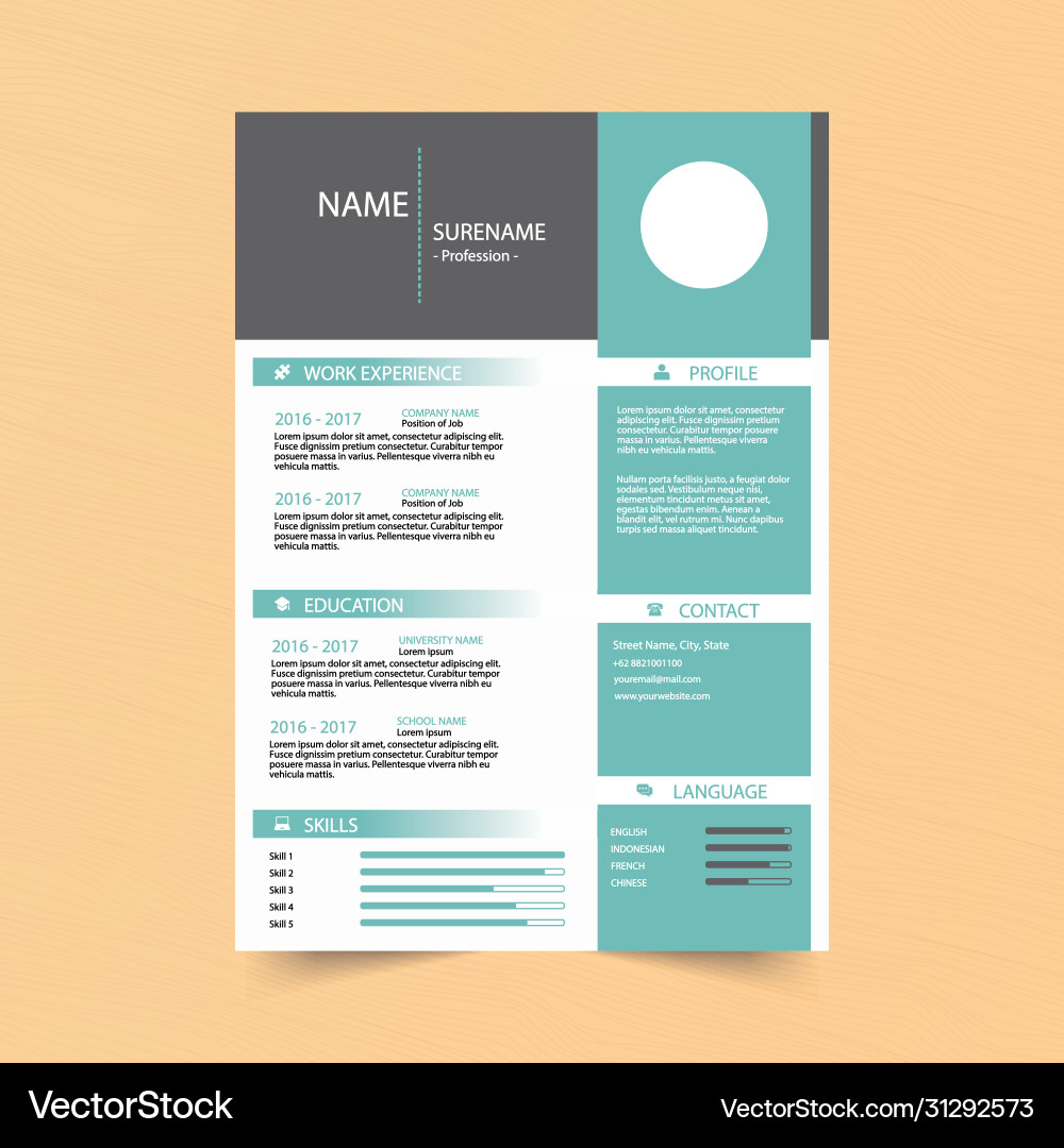 Simple curriculum vitae template Royalty Free Vector Image
