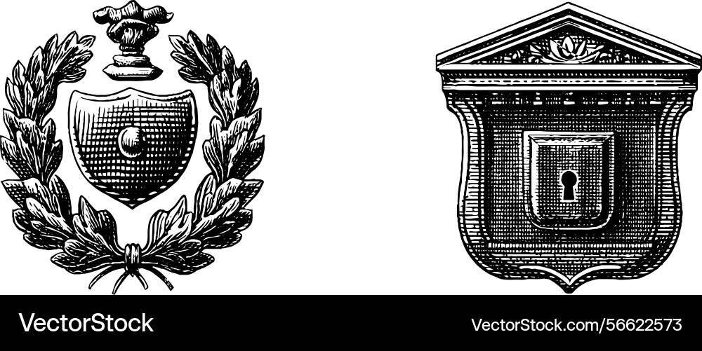 Vintage engraved of crest Royalty Free Vector Image
