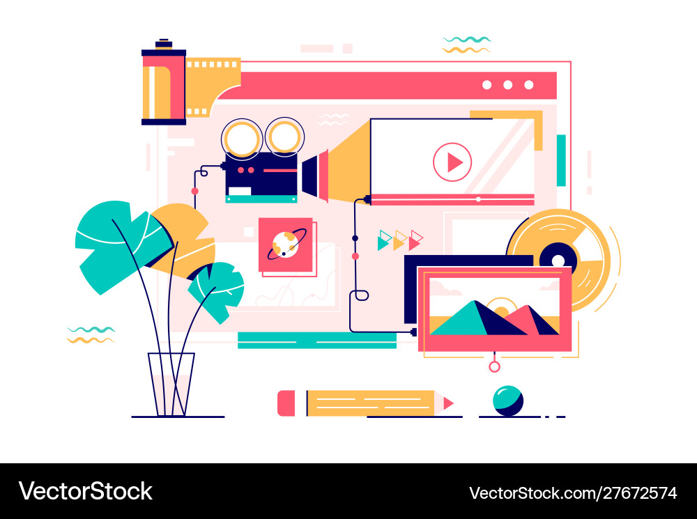 Collection online multimedia services Royalty Free Vector
