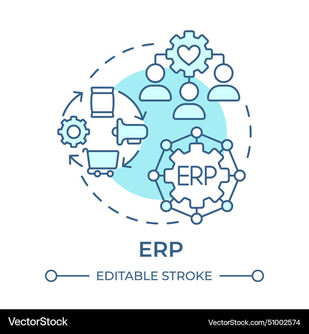 Erp soft blue concept icon Royalty Free Vector Image