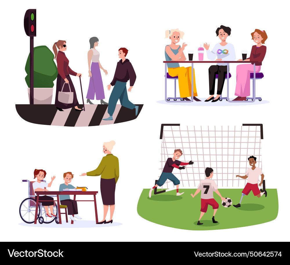Inclusion and socialization for people Royalty Free Vector