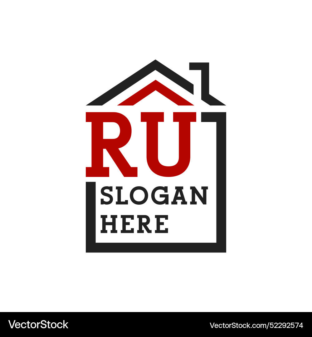 Initial ru house logo for roofing letter real Vector Image