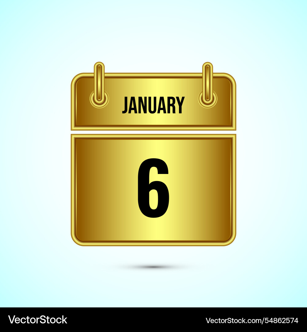 January calendar and time planner on gold Vector Image