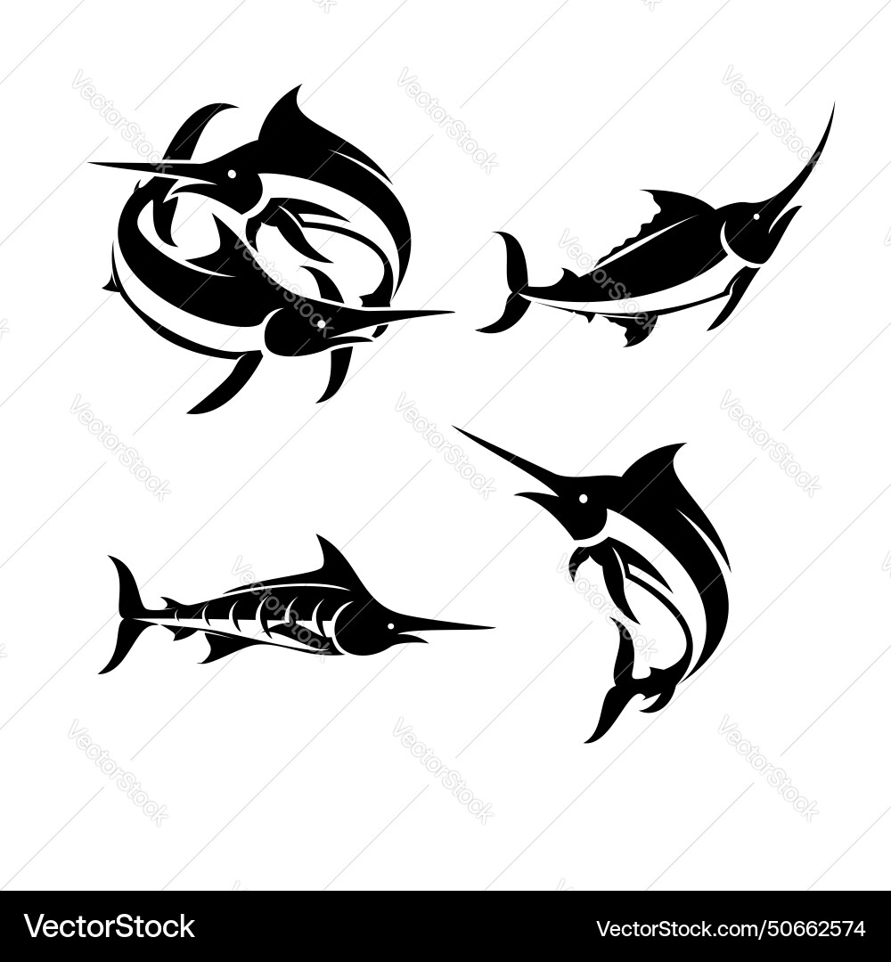 Marlin fish silhouette logo icon design Royalty Free Vector