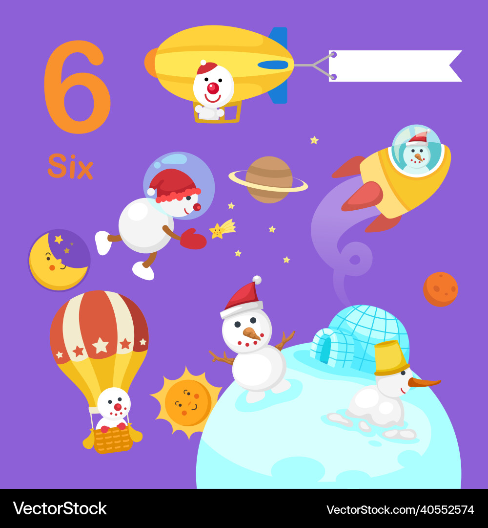 Number six Royalty Free Vector Image - VectorStock